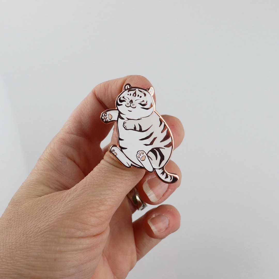 White Tiger Pin, White Tiger Enamel Pin, Chubby Tiger Pin, White Tiger ...