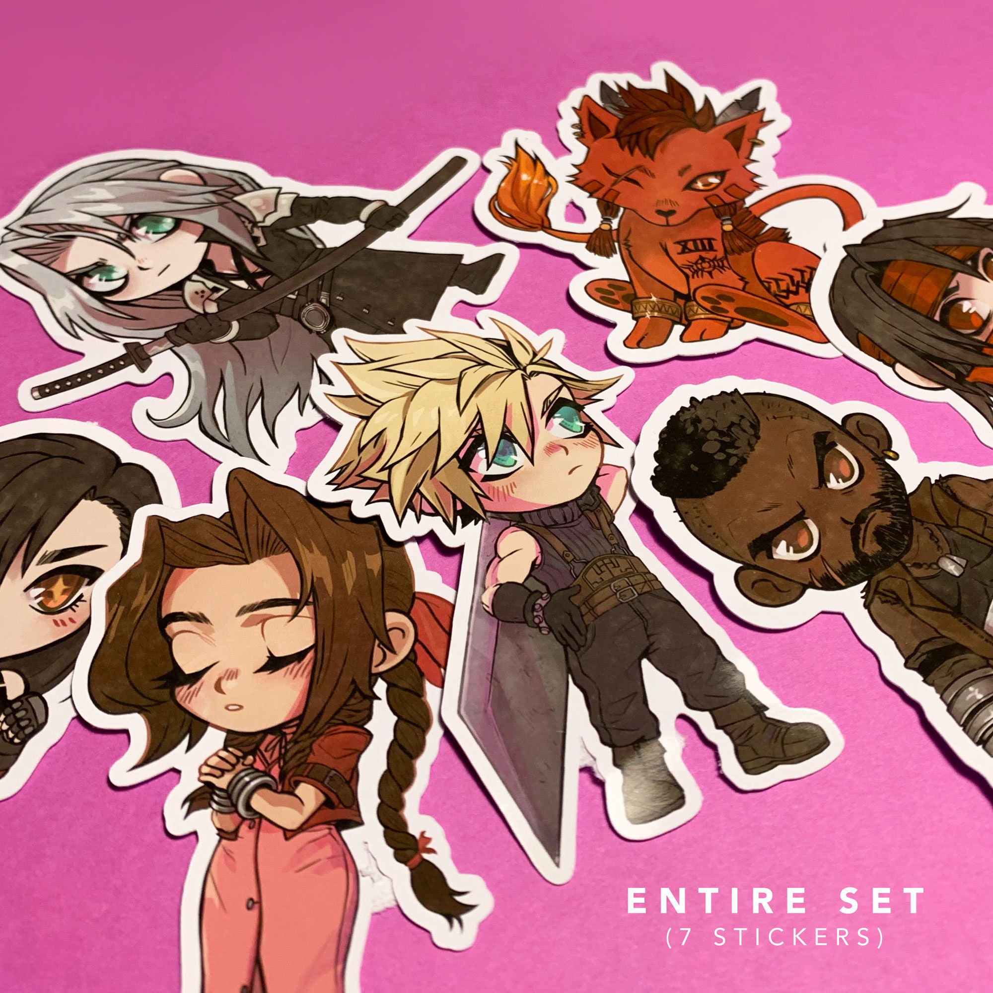 ENTIRE SET of 7 Final Fantasy Stickers Square Enix FF7 | Etsy