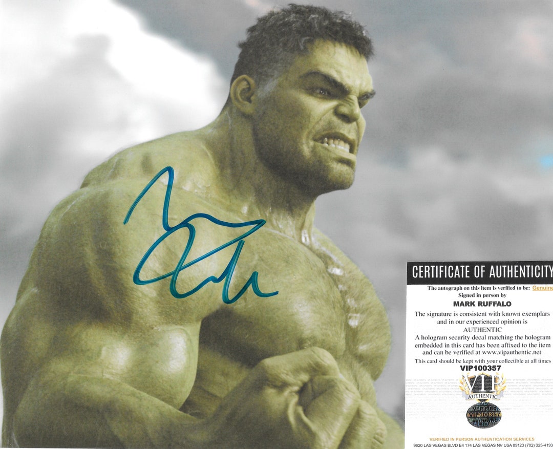 Hulk Mark Ruffalo Hand Signed 8x10 Photo Hologram COA Marvel Avengers ...