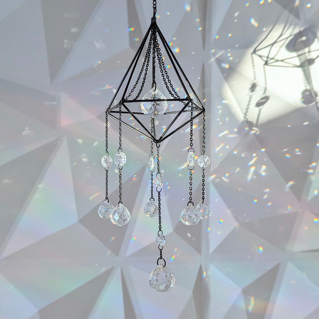 Crystal Suncatcher, Geometric Prism Window Hanging, Boho Decor ...