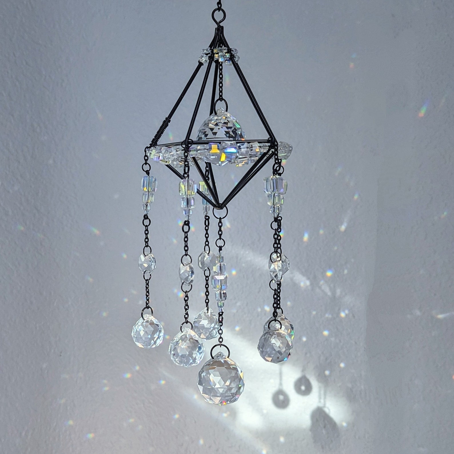 Geometric Suncatcher, Boho Prism Window Hanging, Handmade Decor ...