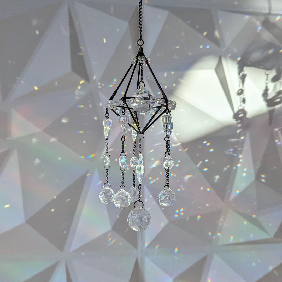Geometric Suncatcher, Boho Prism Window Hanging, Handmade Decor ...