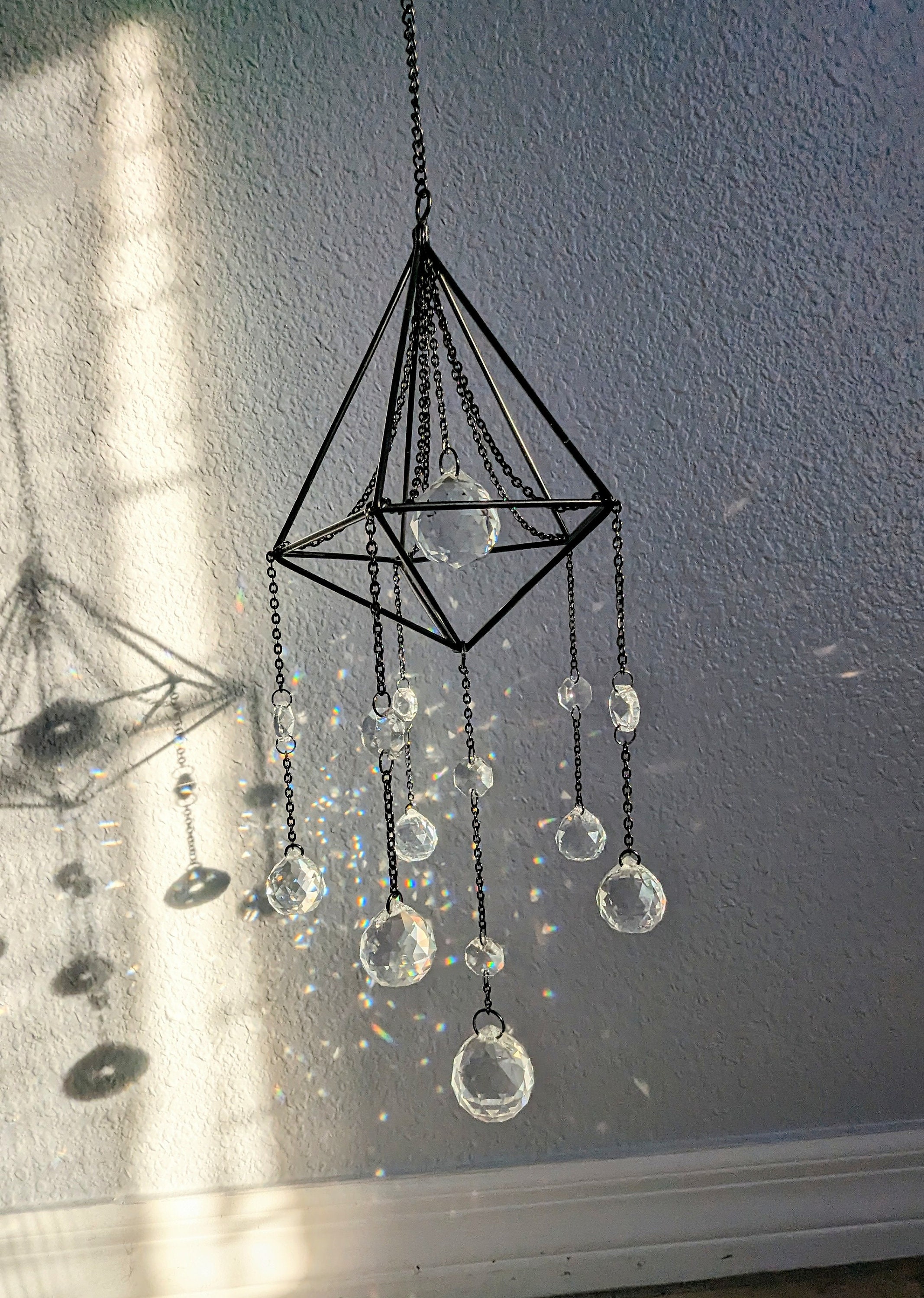 Crystal Suncatcher, Geometric Prism Window Hanging, Boho Decor ...