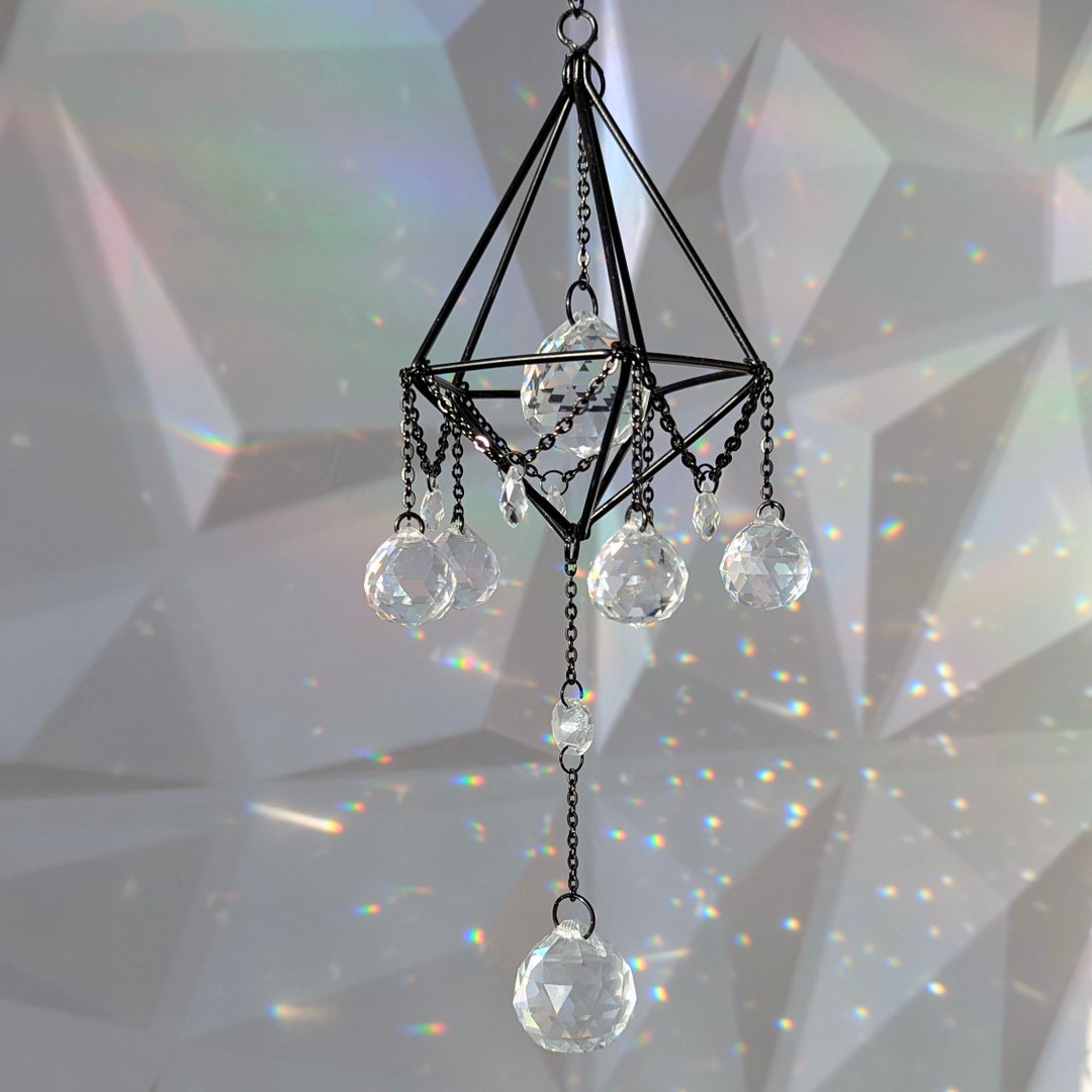 Crystal Suncatcher, Rainbow Meditation Prism Chandelier, Housewarming Gift - Celestial ...