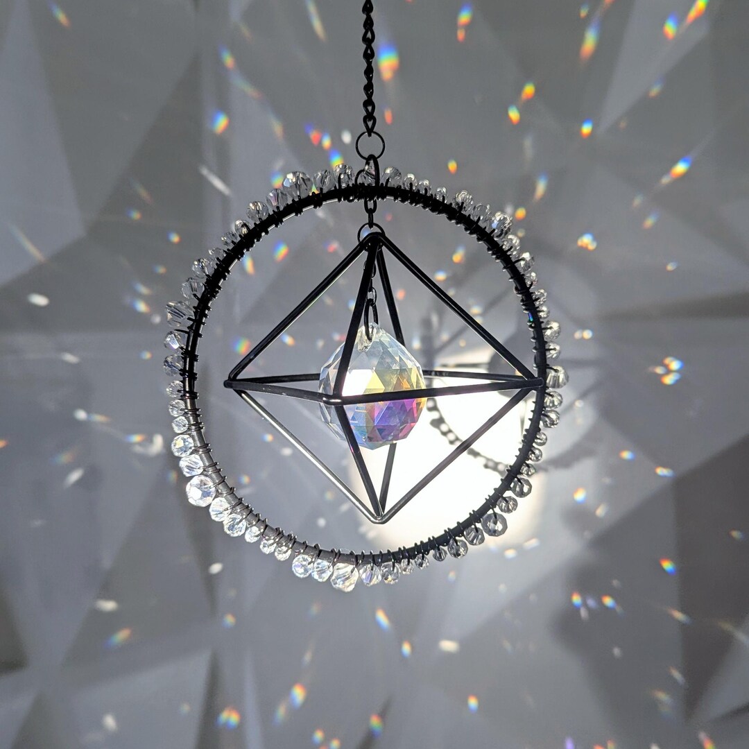 Prism Suncatcher, Sacred Geometry Window Chandelier, Meditation Gift, Witchy Housewarming ...