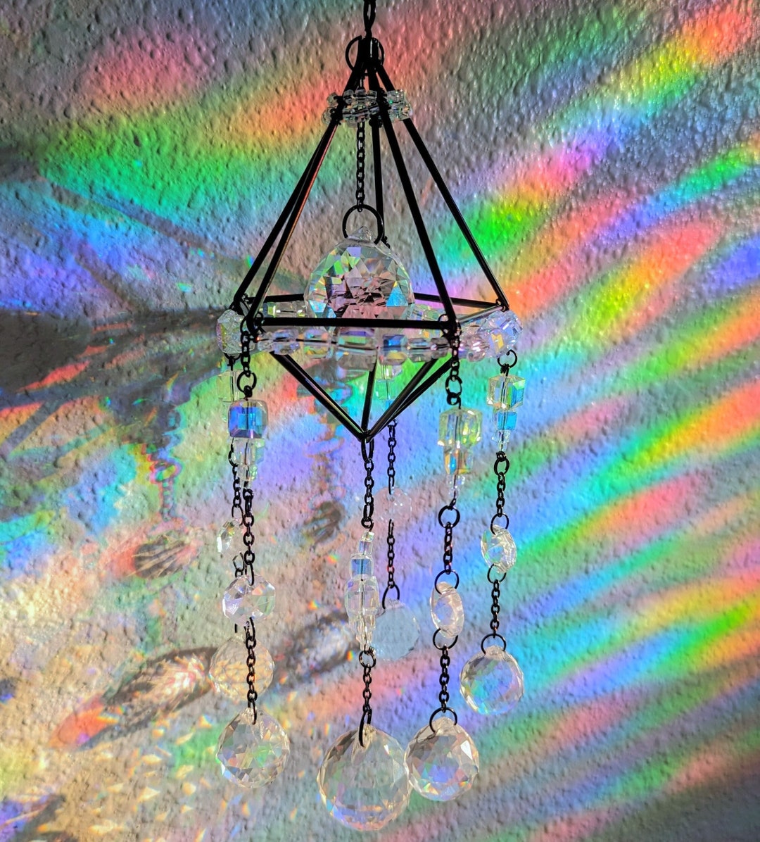 Geometric Suncatcher, Boho Prism Window Hanging, Handmade Decor ...