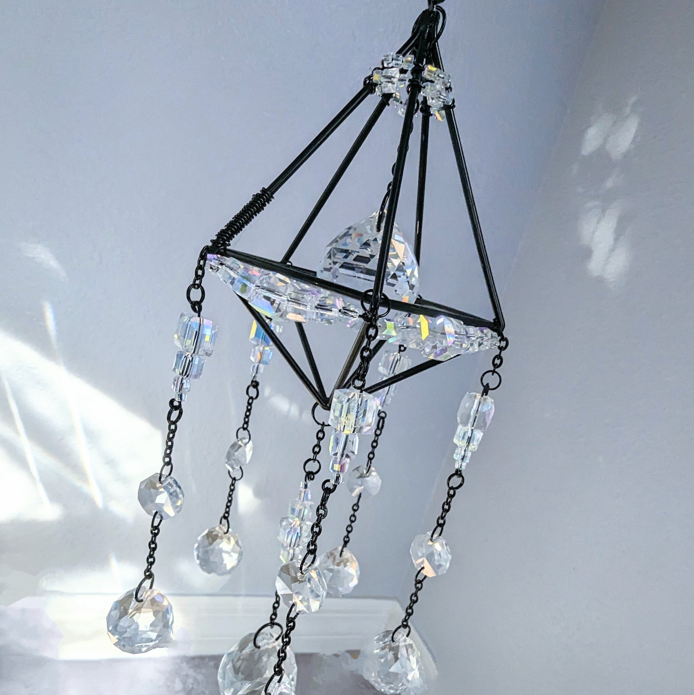 Geometric Suncatcher, Boho Prism Window Hanging, Handmade Decor ...