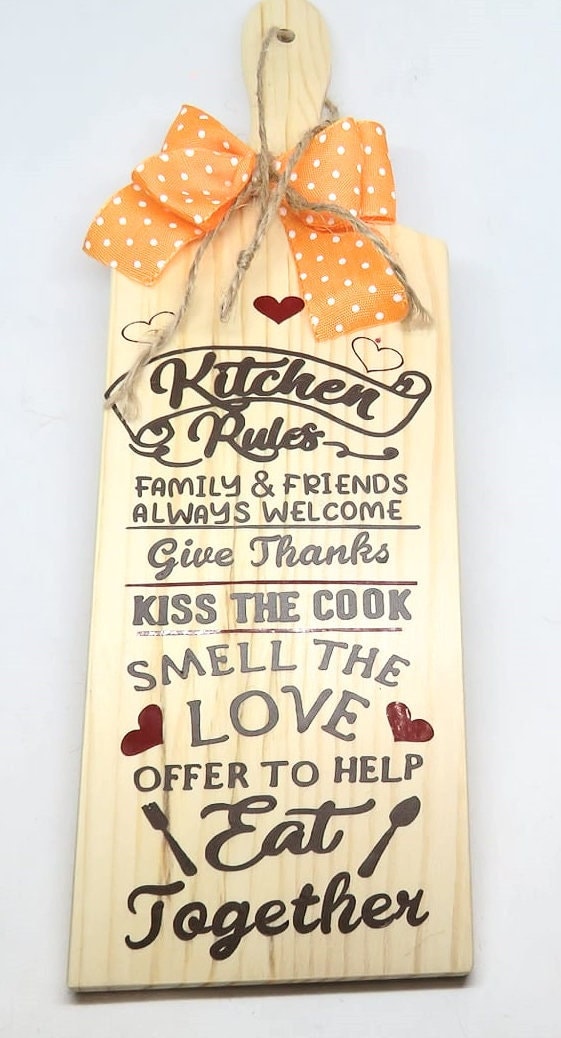 Wooden Kitchen Sign , Kitchen Rules Sign, Farmhouse Style Kitchen Decor ...