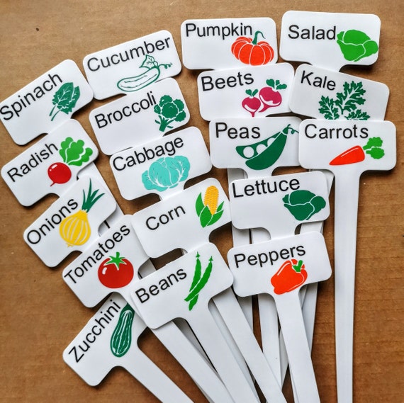 Vegetables Plant Labels plant Markers Plastic Labels Nursery Labels Plant Tags Garden Stakes Etsy