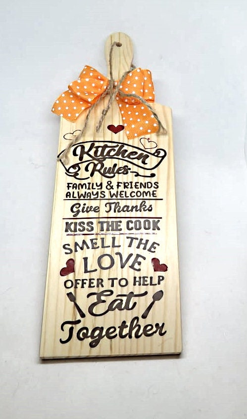 Wooden Kitchen Sign , Kitchen Rules Sign, Farmhouse Style Kitchen Decor ...
