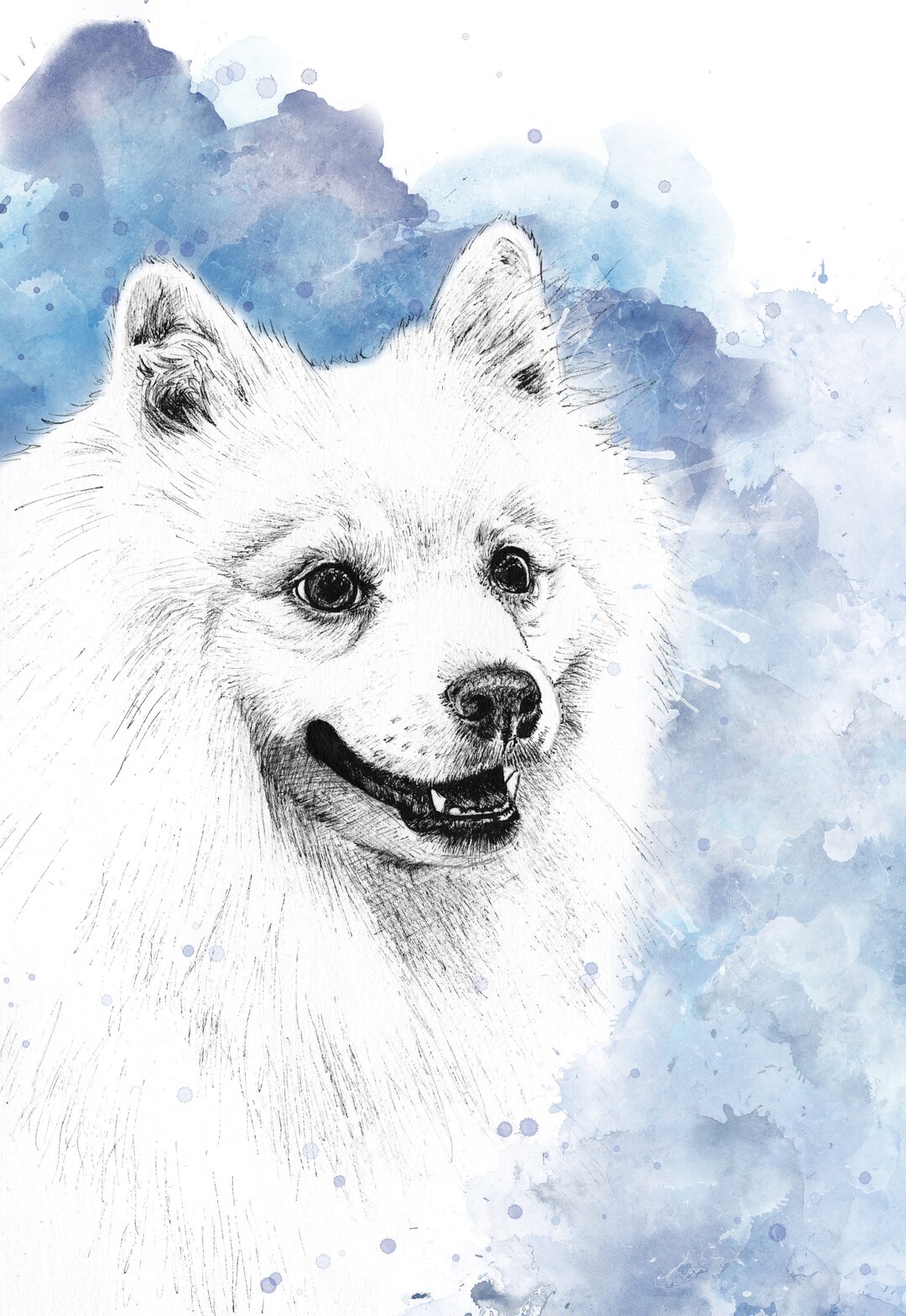 Japanese Spitz Dog Art A5 Blank Greeting Card Breed Pomeranian - Etsy