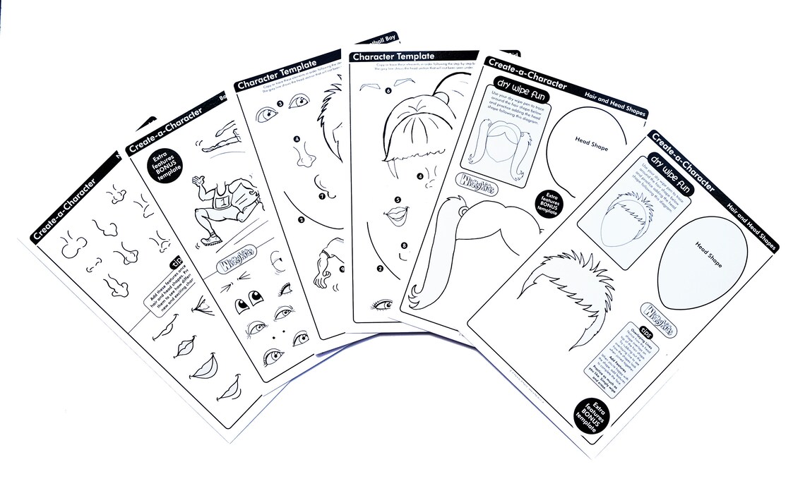 How to Draw Cartoon Faces, Printable Cartoon Kit, Easy Step by Step ...