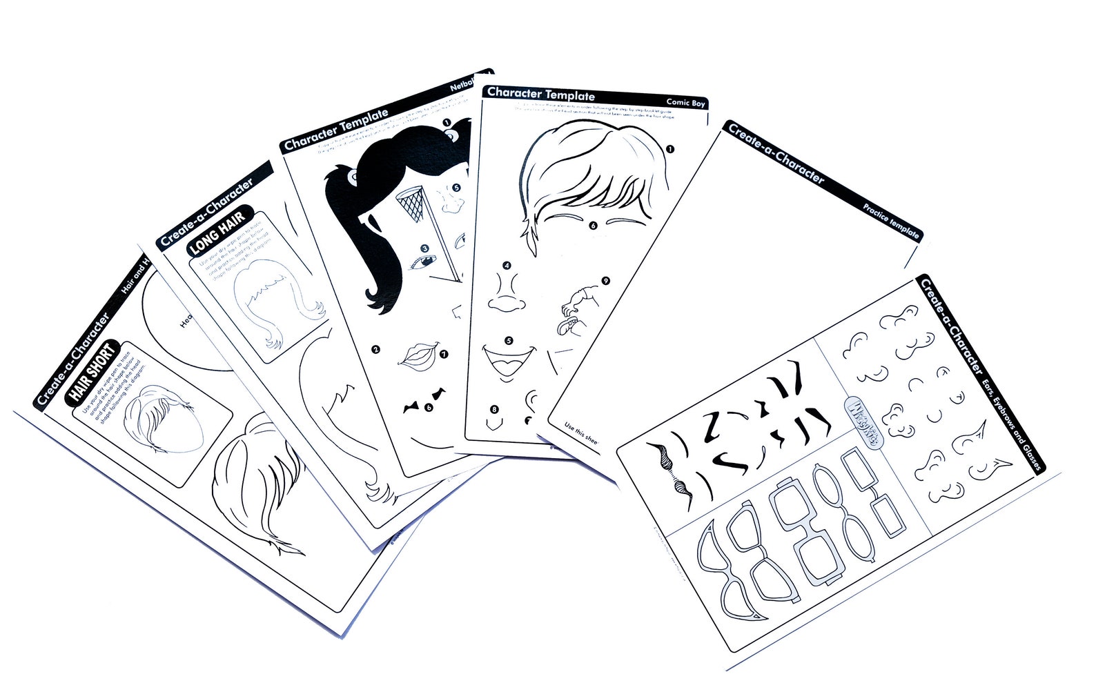 How to Draw Cartoon Faces, Printable Cartoon Kit, Easy Step by Step ...