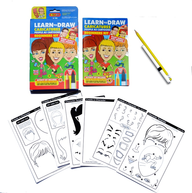 Learn to Draw Cartoon Faces This Kit Has All You Need to Get - Etsy