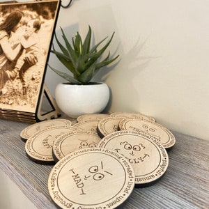 Emotion Tokens | Feeling Coins | Wooden Emotion Faces | Social ...
