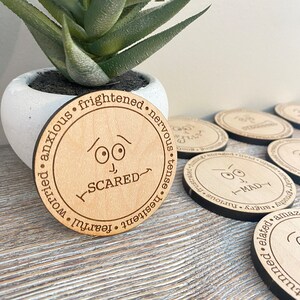 Emotion Tokens | Feeling Coins | Wooden Emotion Faces | Social ...