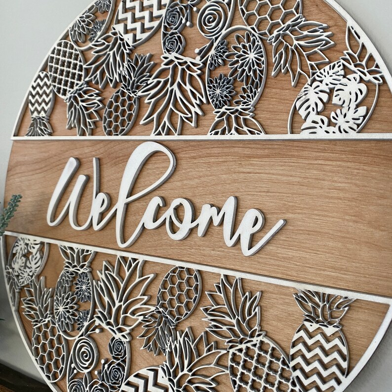 Pineapple Welcome Sign Upside Down Pineapple Decor - Etsy