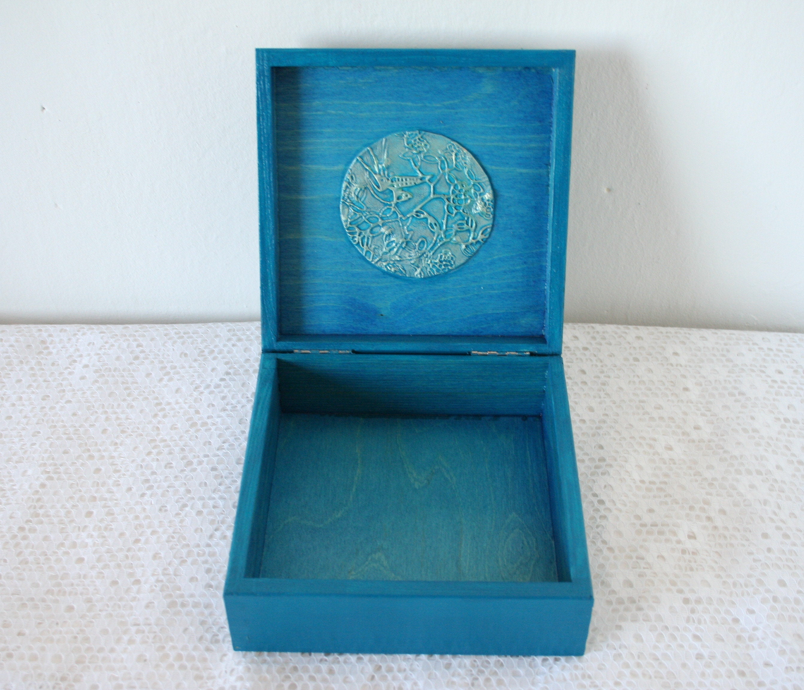 Jewelry Box Over the Moon Wooden Box Keepsake Box Blue Box | Etsy