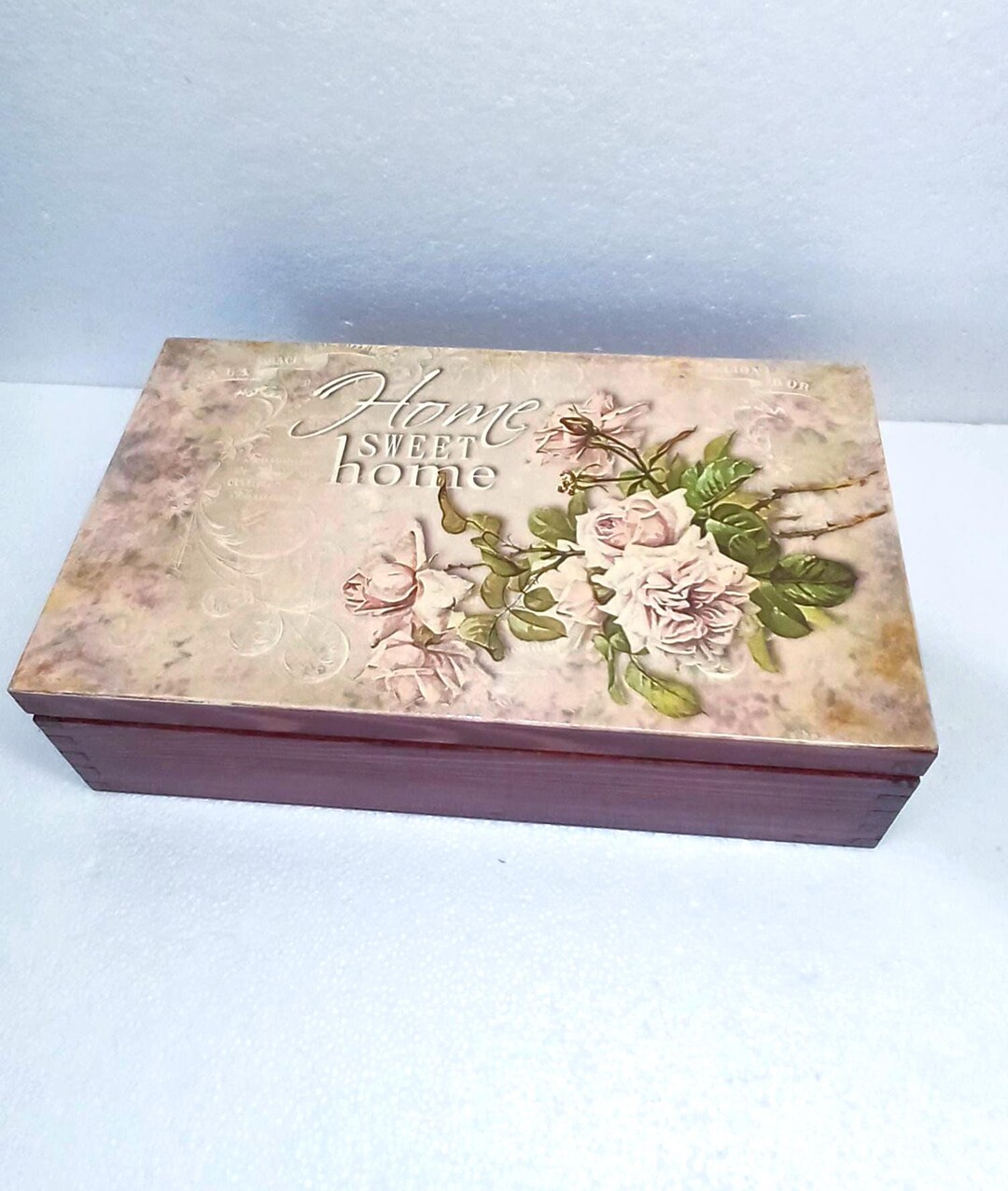 Rose Tea Box, Wooden Tea Bag Organizer, Home Sweet Home Decor - Etsy
