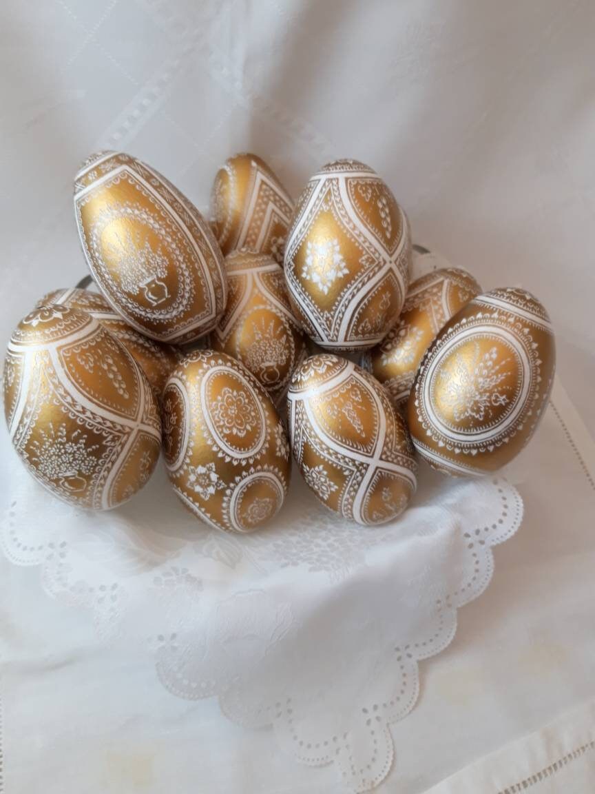 Golden Easter Eggs 1x Gold Goose Egg Handmade Pysanky Eggs - Etsy