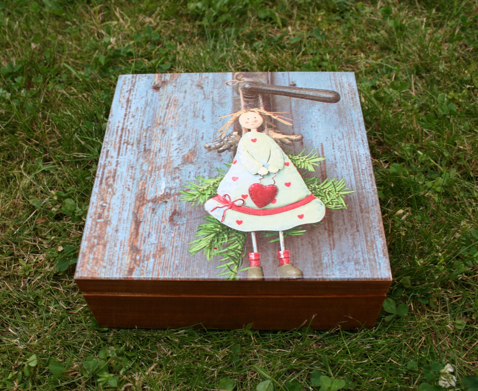 Wooden Box Angel Box Angel With Heart Keepsake Box Jewerly - Etsy
