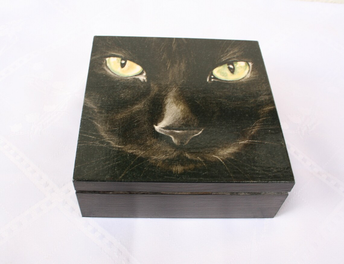 Jewelry Box Black Cat Box for Cat Lover Wood Box Black Cat | Etsy