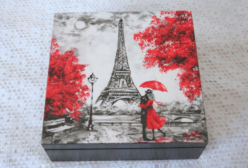 Paris Memory Wooden Box, Eiffel Tower Trinket Box, Parisian Moments ...