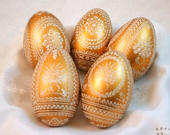Golden goose eggs Easter eggs handmade pysanky unique eggs | Etsy