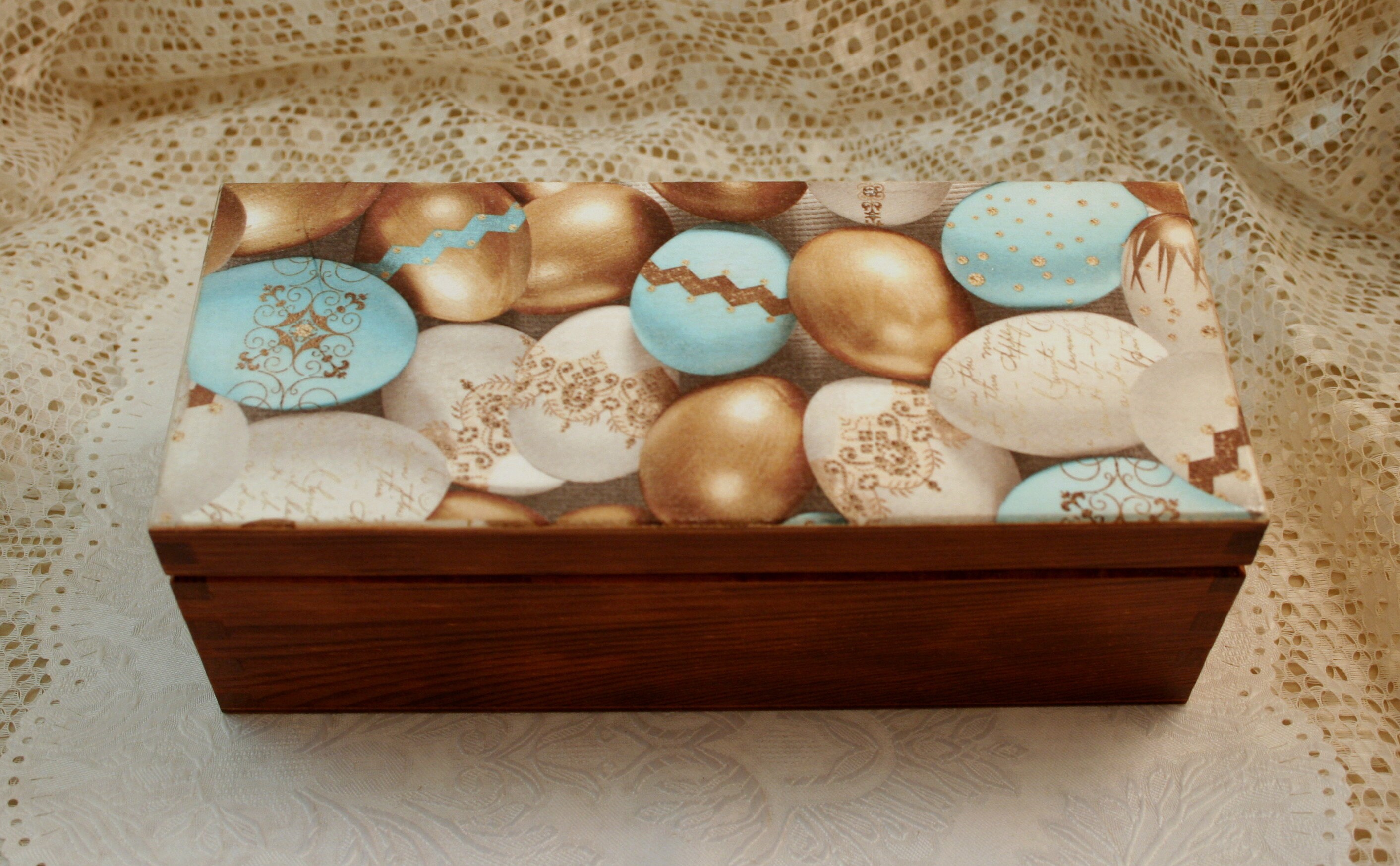 Three Pysanky With Wooden Box Easter Eggs on Real Hen Eggs - Etsy