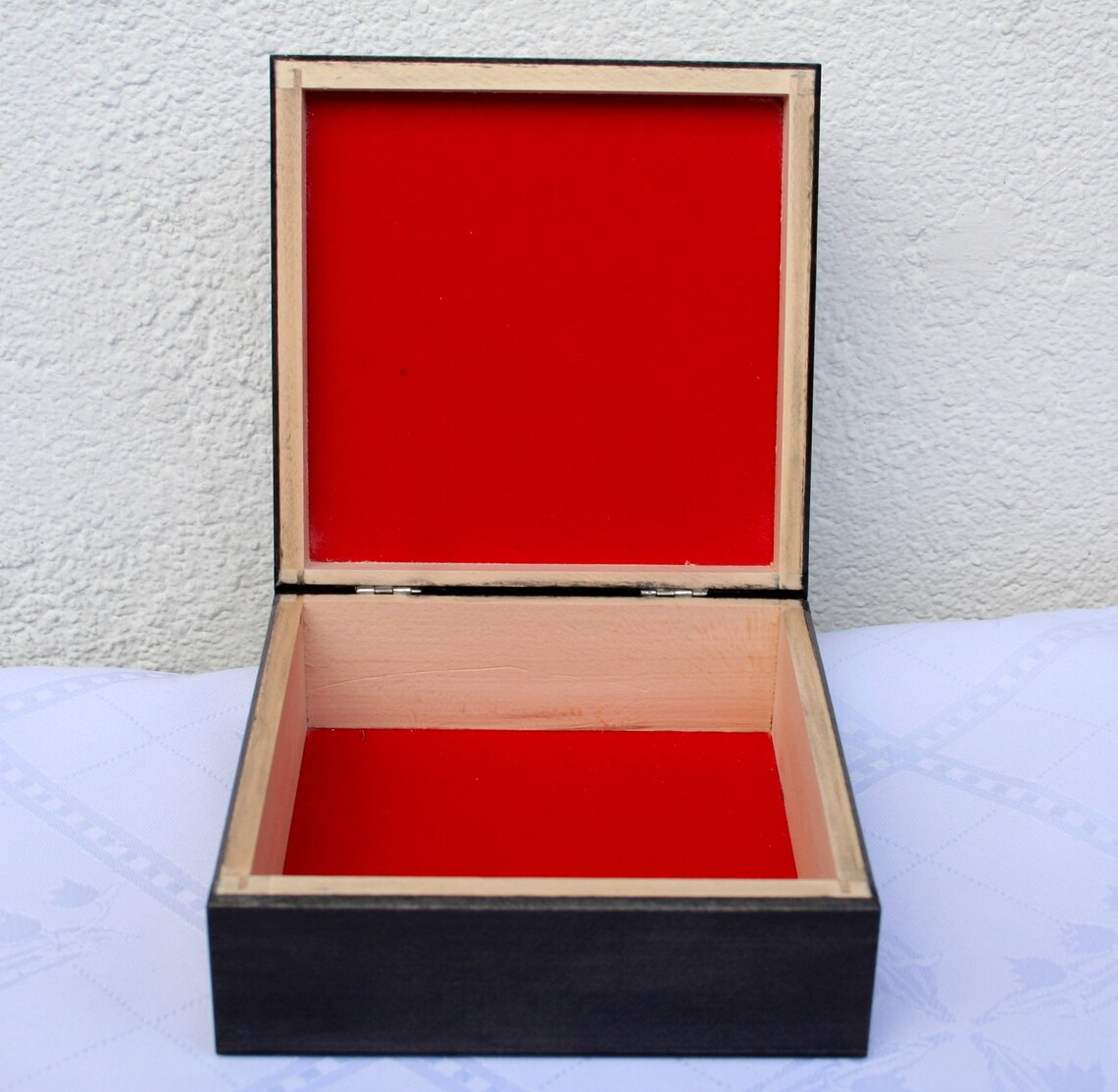 Wooden box floral box black box box with red velvet | Etsy