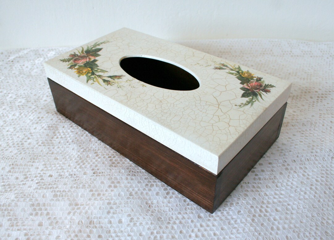 Tissue Box Cover, Rectangular Tissue Box, Rustic Roses Tissue Box ...