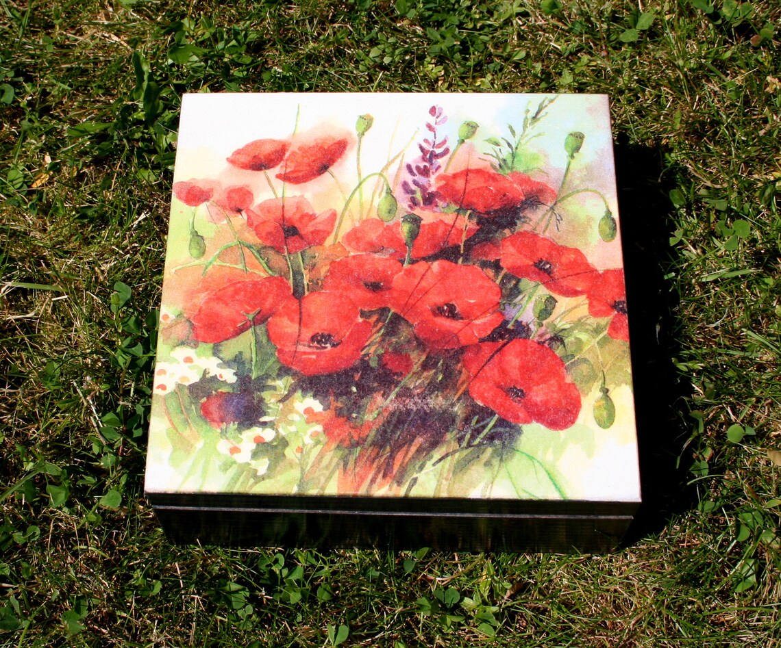 Wooden Box Poppy Flowers Box Poppies Keepsake Box Jewerly - Etsy