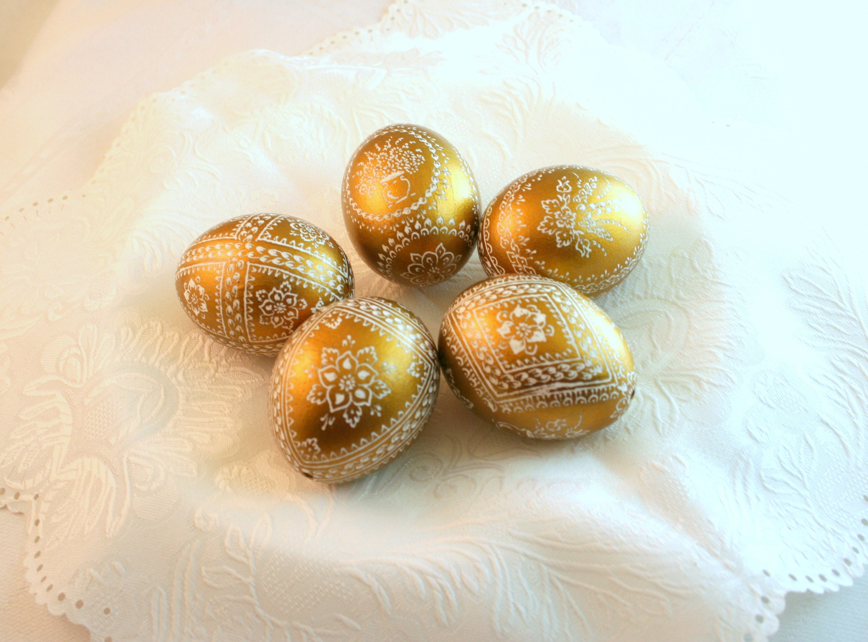 5 Pcs Gold Easter Eggs Real Chicken Eggs Golden Eggs - Etsy