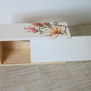 Pink Magnolia Tissue Box, Wood Rectangular Tissue Box, Magnolia ...
