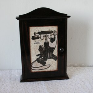 Wooden Key Box With Old Antique Telphone, Key Locker, Key Holder for ...
