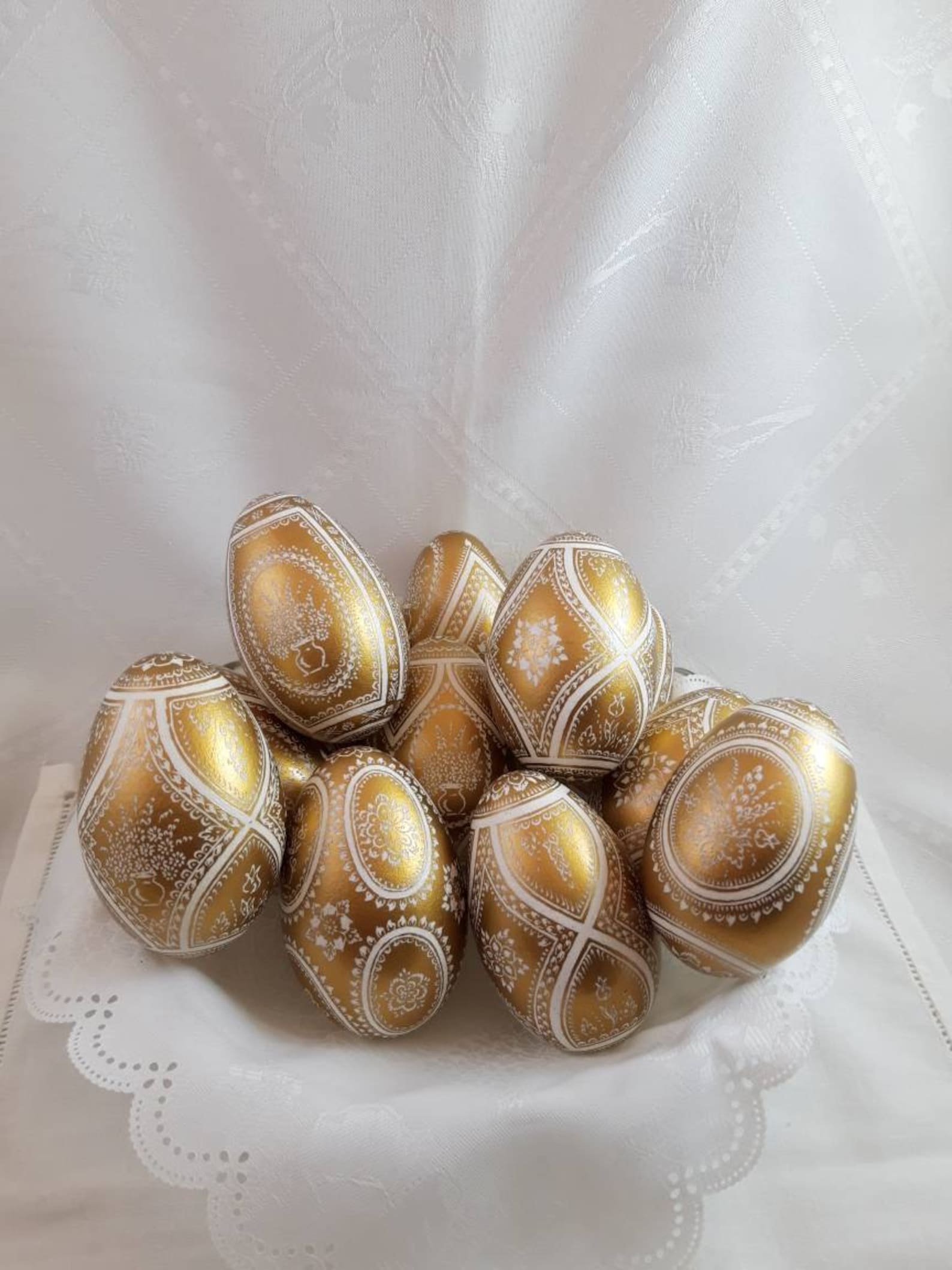 Golden Easter Eggs 1x Gold Goose Egg Handmade Pysanky Eggs - Etsy
