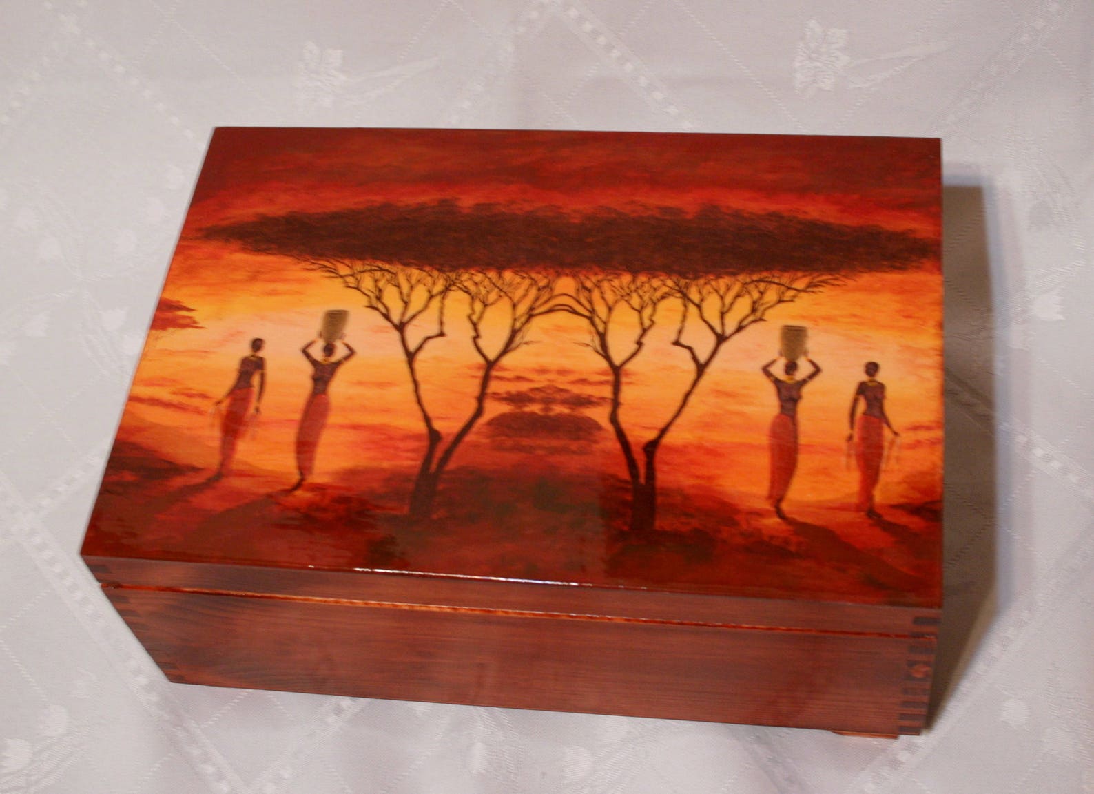 Big Wood Box Africa Wooden Keepsake Box Box With Two Levels - Etsy