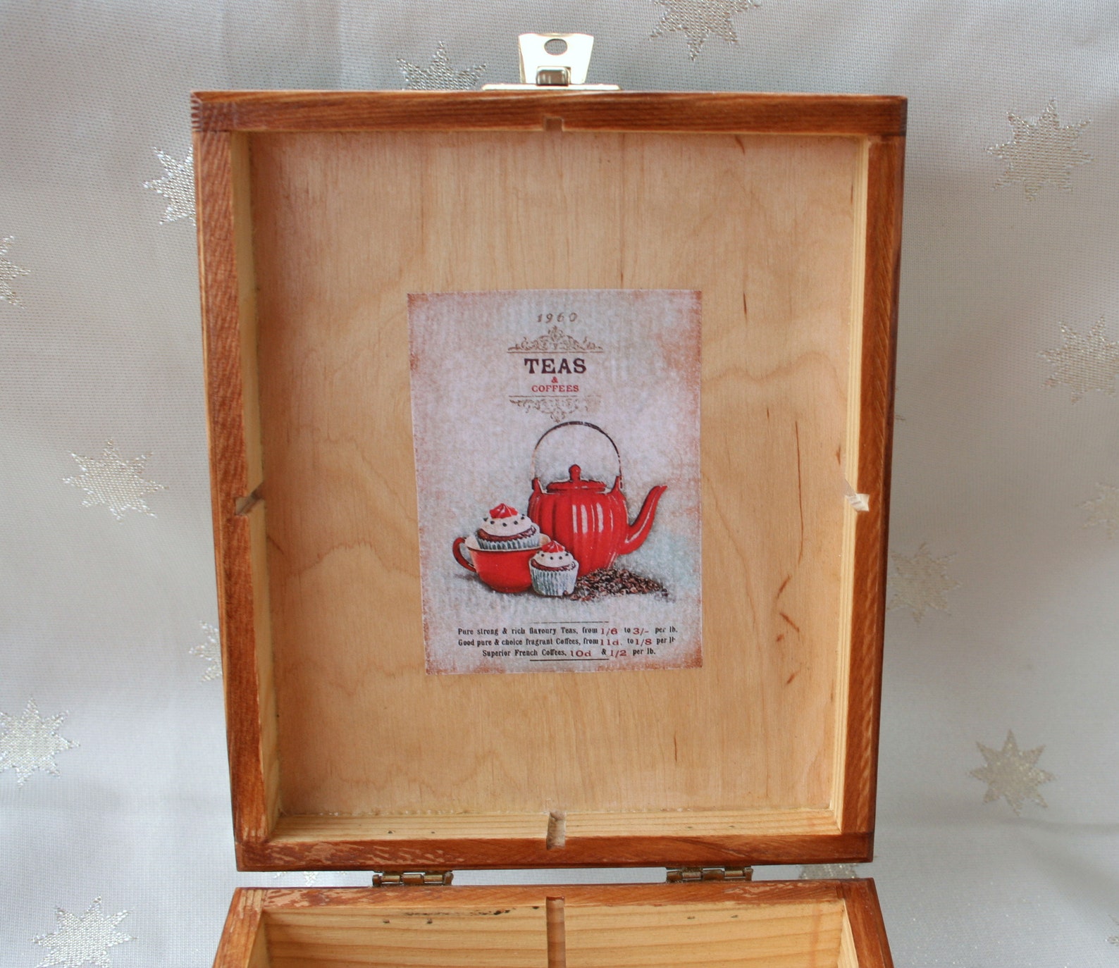 Hand Decorated Wooden Tea Box, Polka Dot Kettle Design - Etsy