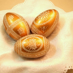 3 pcs golden goose eggs Set of 3 pieces of Easter eggs gold | Etsy