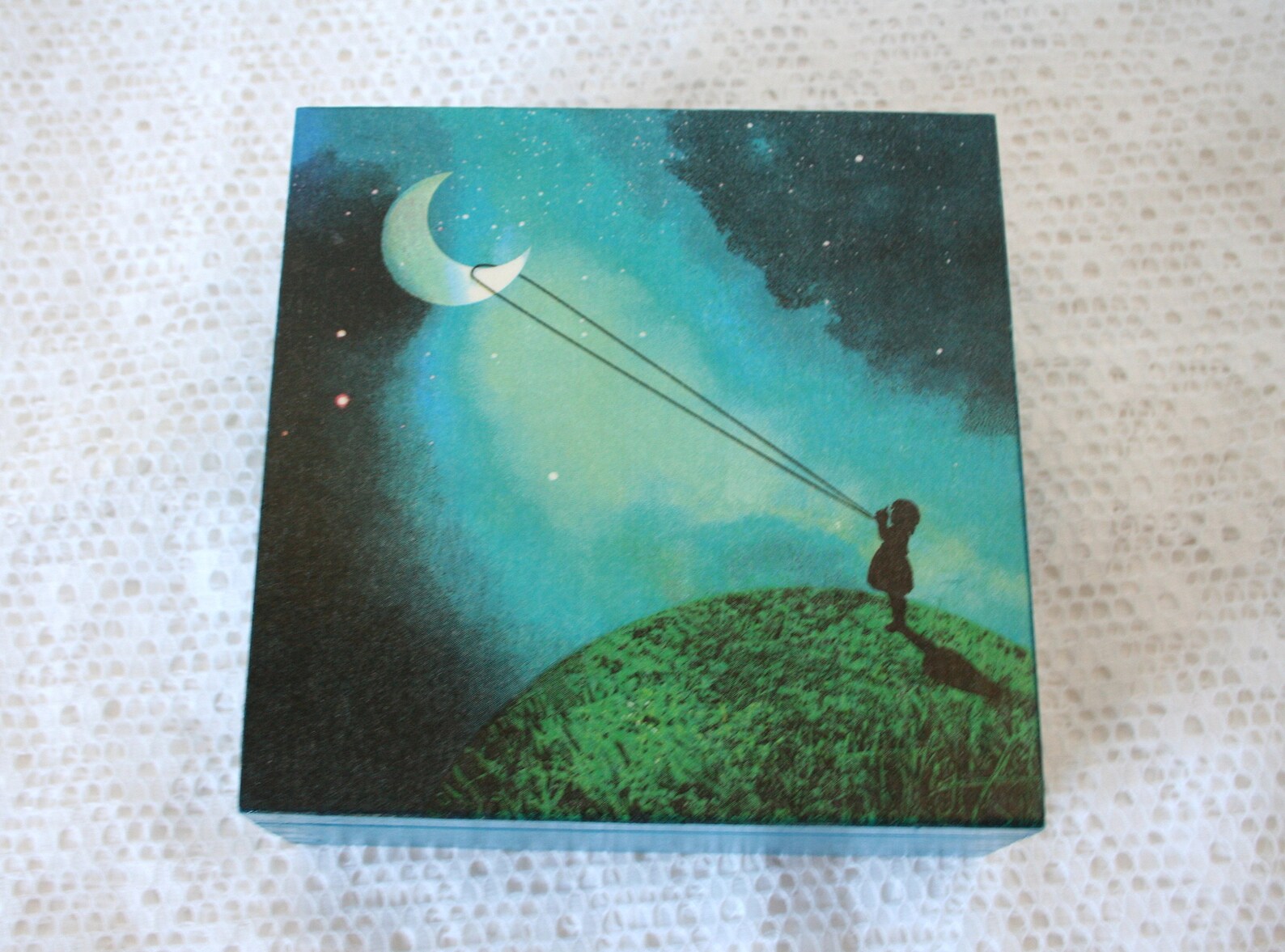 Jewelry Box Over the Moon Wooden Box Keepsake Box Blue Box | Etsy