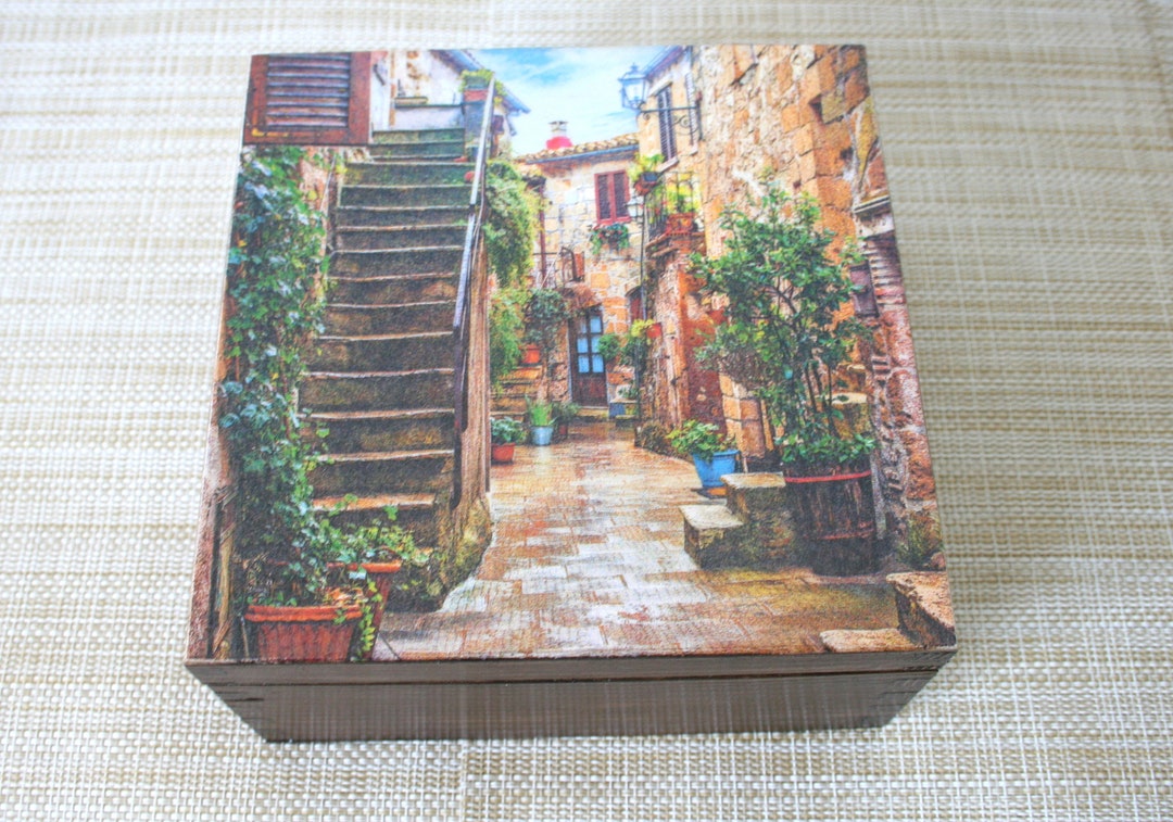 Wood Tea Box Tuscany, Storage Box With Lid, Tea Storage Box, Tea Caddy ...