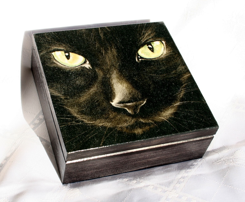 Jewelry Box Black Cat Box for Cat Lover Wood Box Black Cat | Etsy