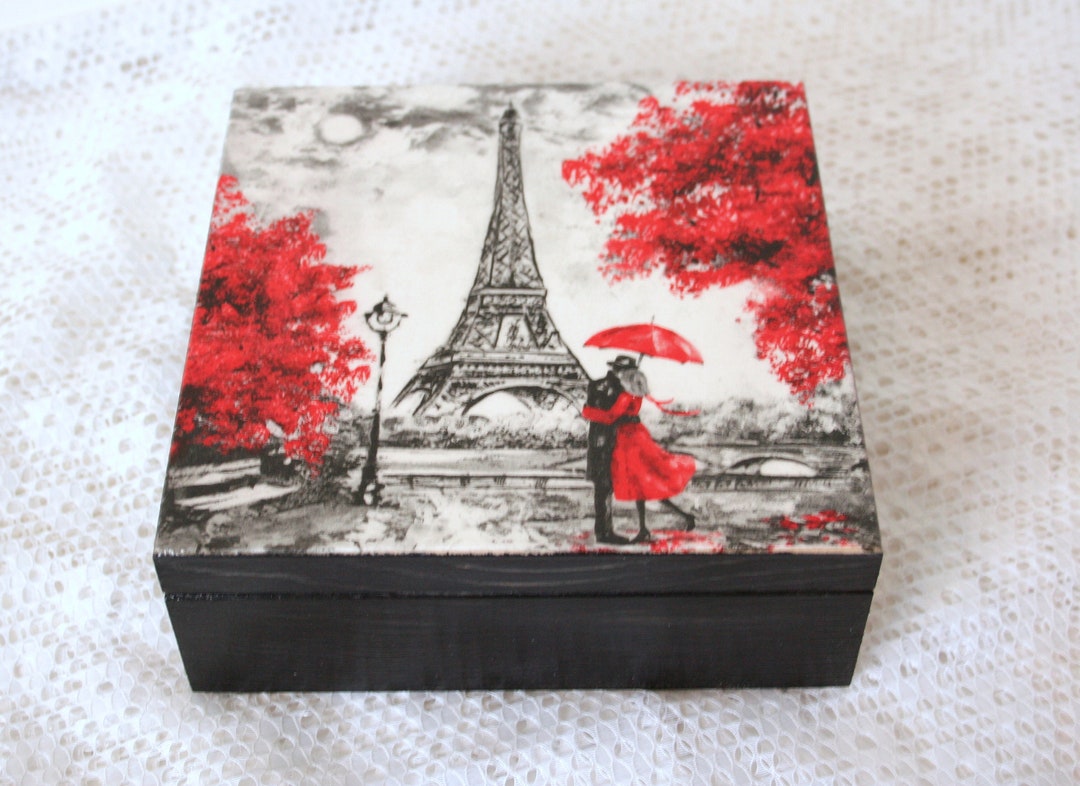 Paris Memory Wooden Box, Eiffel Tower Trinket Box, Parisian Moments ...