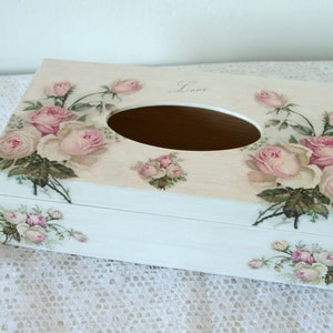 Wooden Tissue Box With Romantic Roses, Rectangular Tissue Box, Rose ...