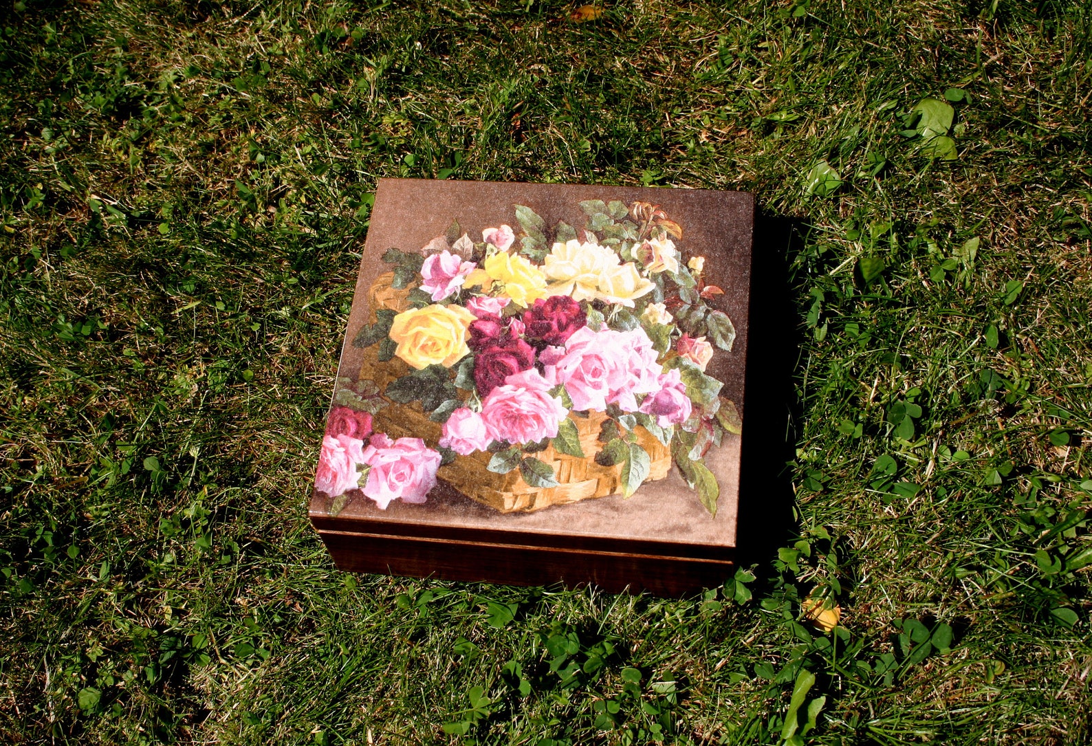Wooden Box With Roses Floral Box Rose Design Box Keepsake - Etsy