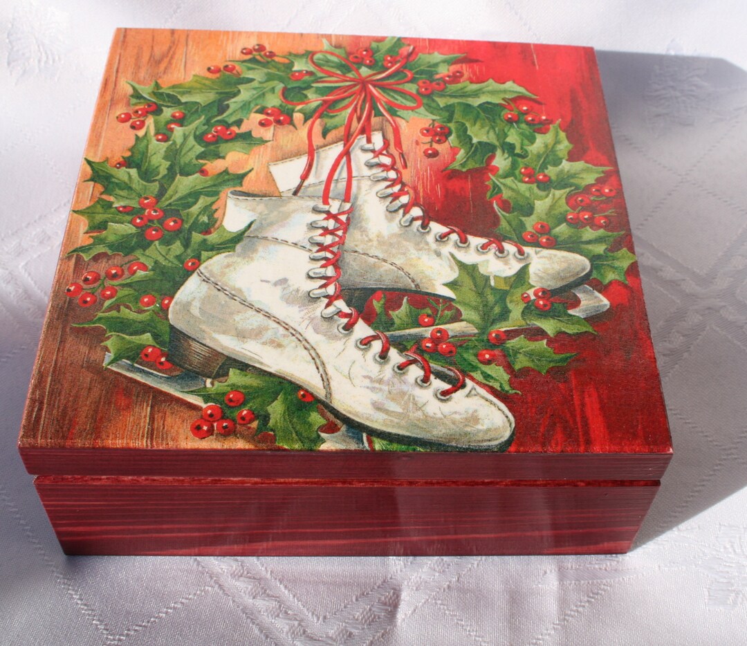 Ice Skates Box, Christmas Tree Box, Winter Decoration, Jewelry ...
