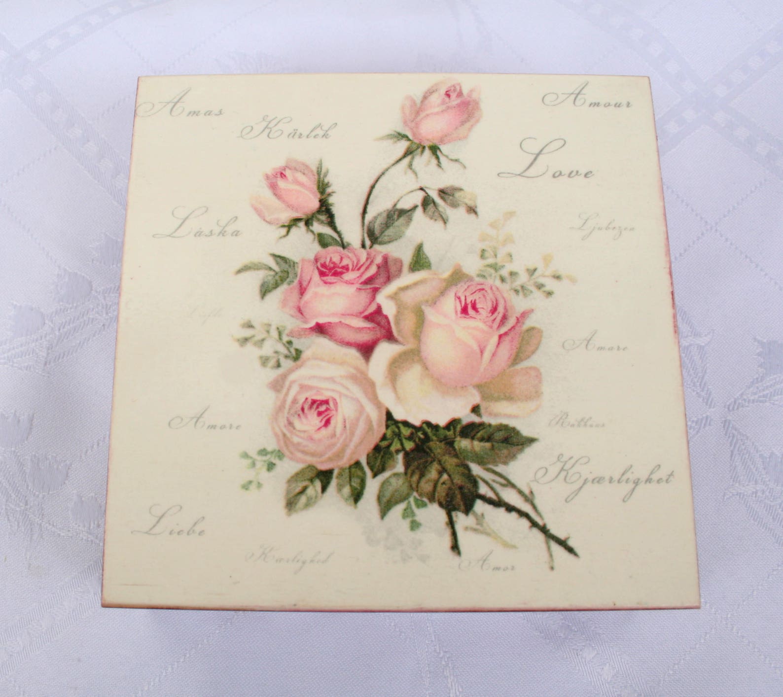 Wooden Box With Romantic Roses Floral Box Rose Design - Etsy