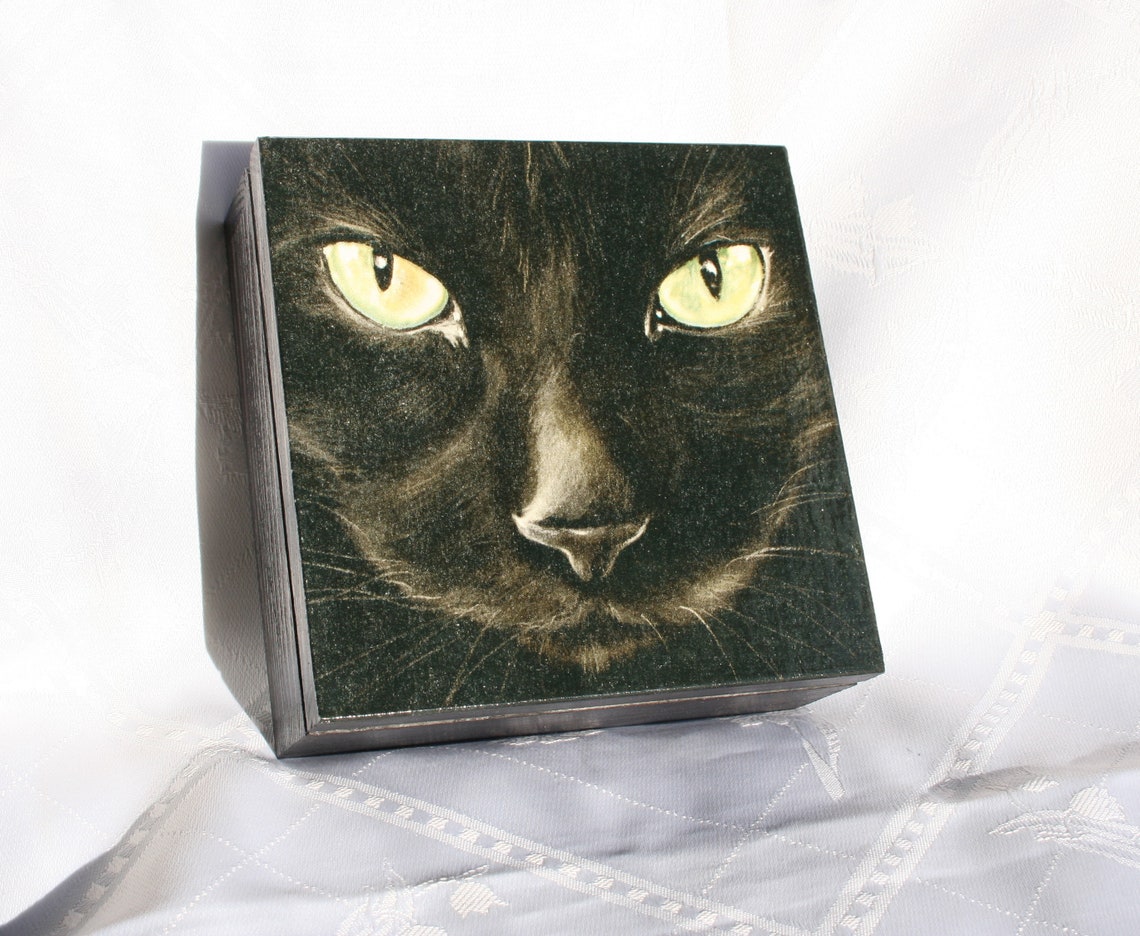 Jewelry Box Black Cat Box for Cat Lover Wood Box Black Cat | Etsy