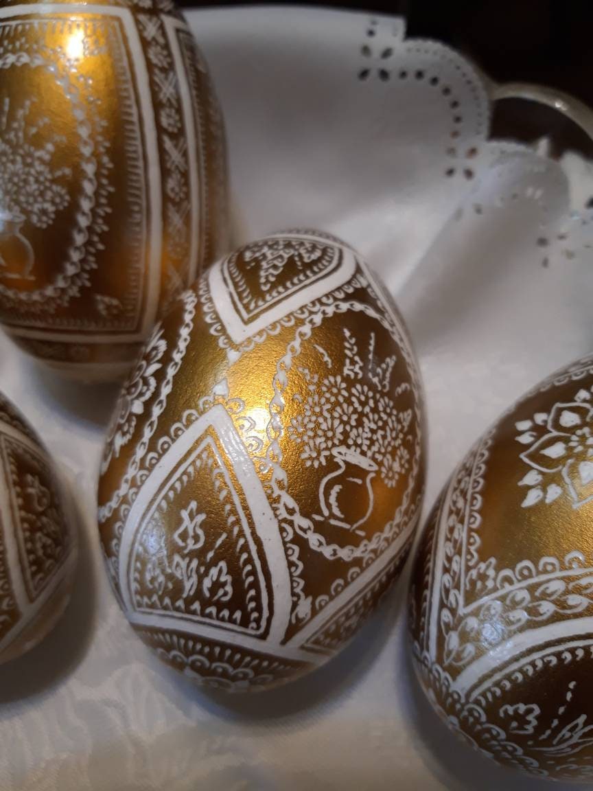 Golden Easter Eggs 1x Gold Goose Egg Handmade Pysanky Eggs - Etsy