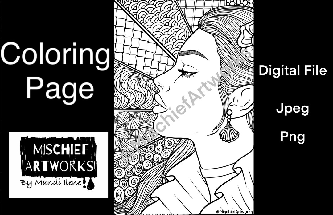 Sadie Woman Zentangle Art Deco Download Coloring Page - Etsy UK